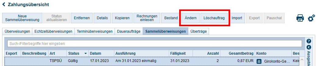 Die Sammelüberweisung in StarMoney Business – StarMoney Hilfe-Center