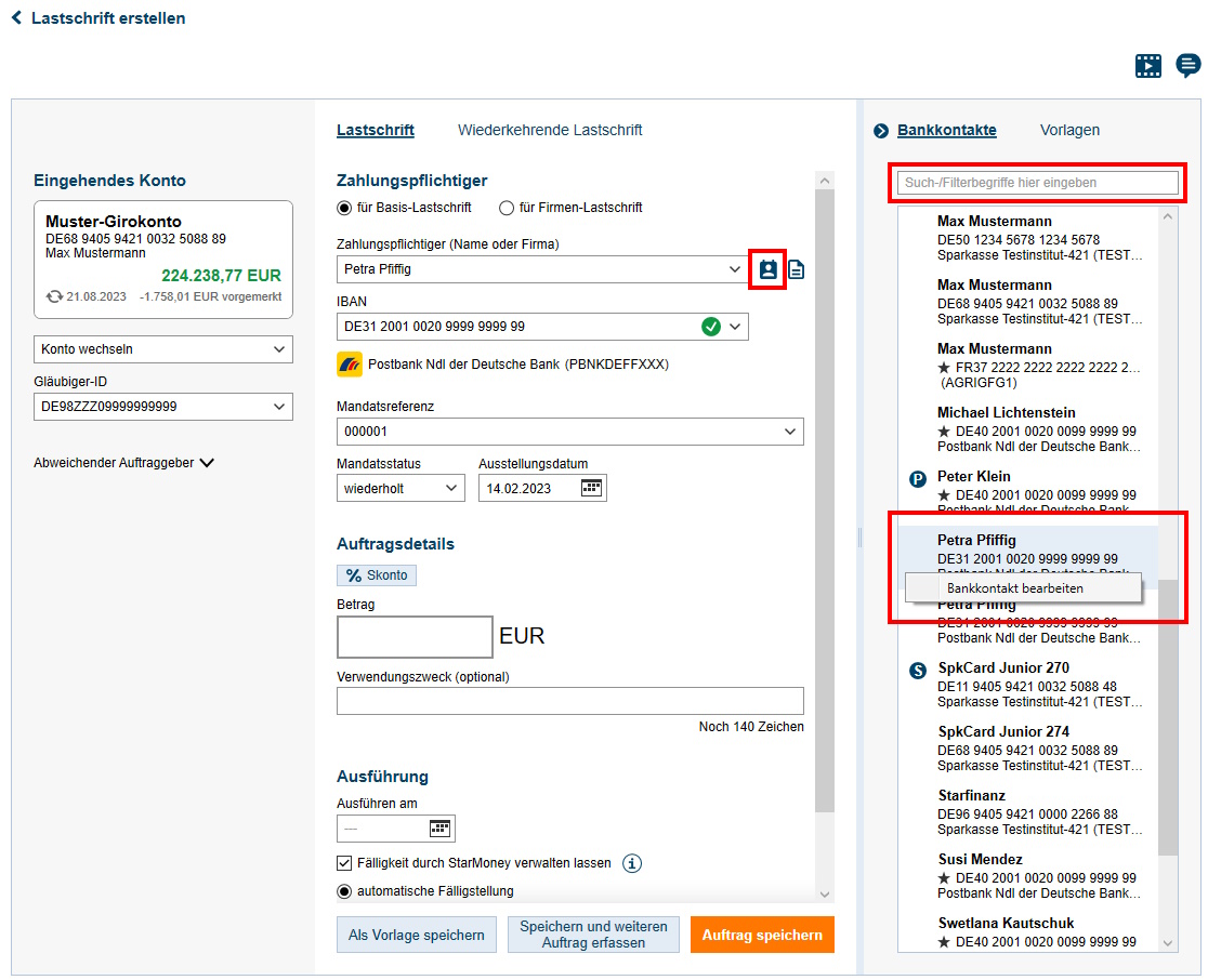 Die SEPA-Lastschrift in StarMoney Business 11 – StarMoney Hilfe-Center