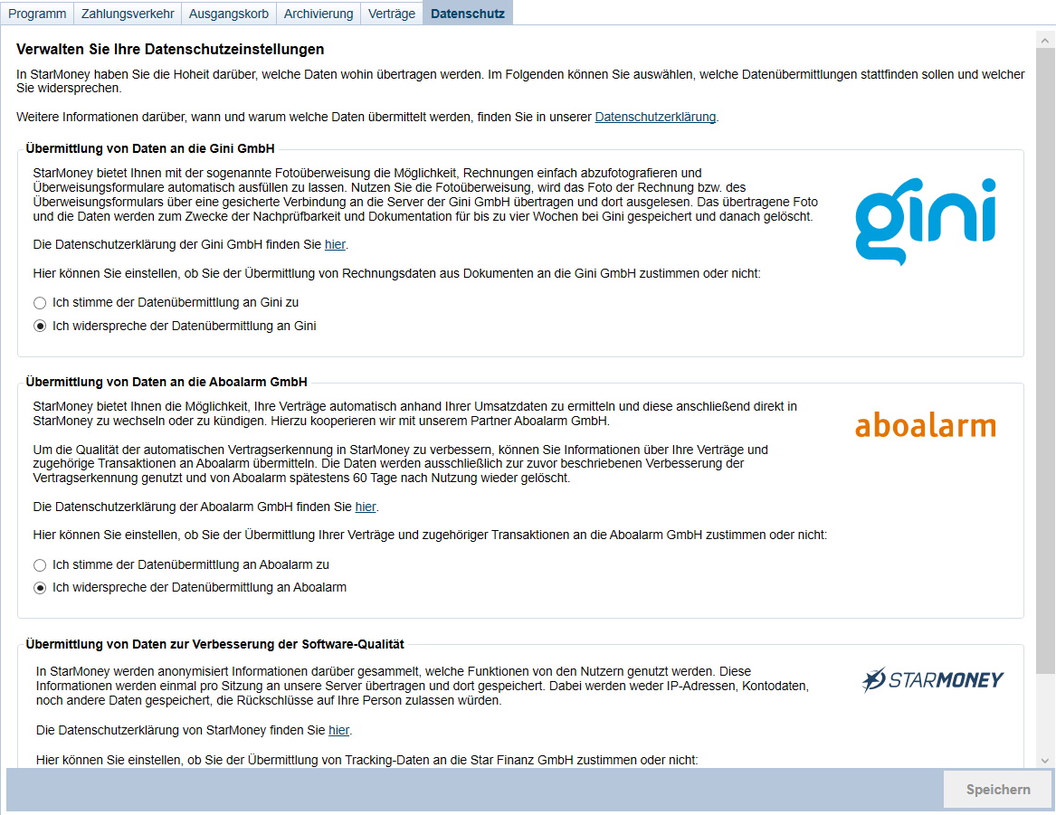 Allgemeine Programmeinstellungen in StarMoney Deluxe konfigurieren – StarMoney Hilfe-Center